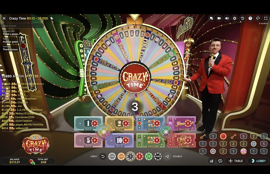 Resultados Crazy Time ao vivo | Rastreador, estatísticas e transmissão ao vivo